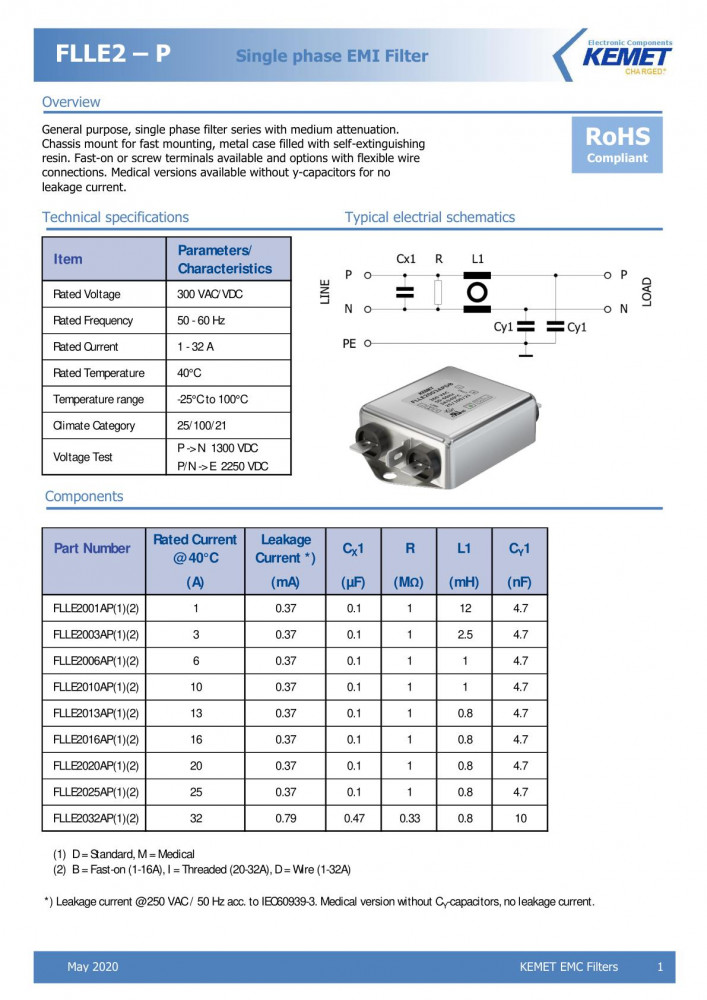 FLLE series datasheet page 1