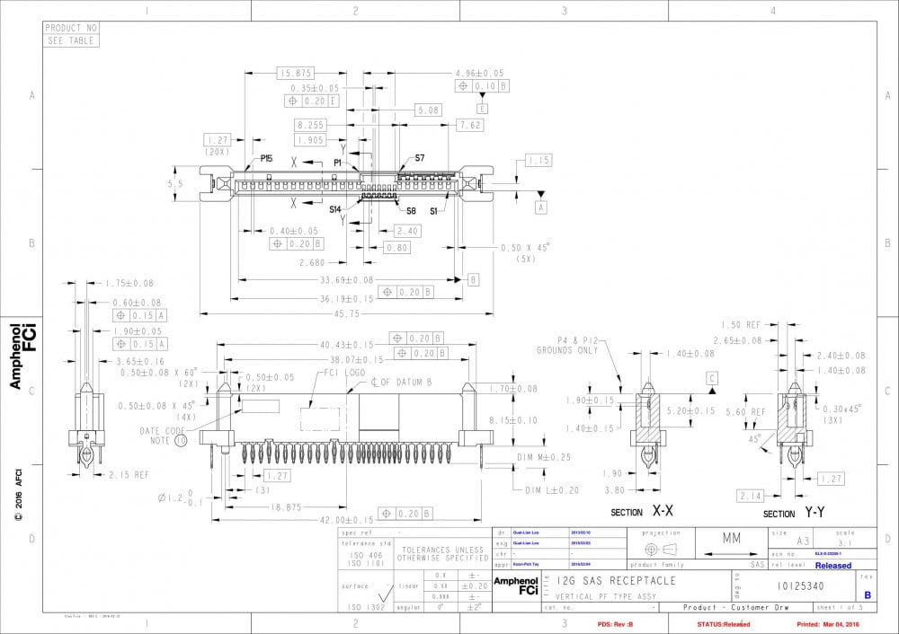 Amphenol 10125340 drawing sheet 1