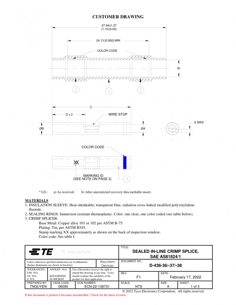 D-436-37 customer drawing page 1