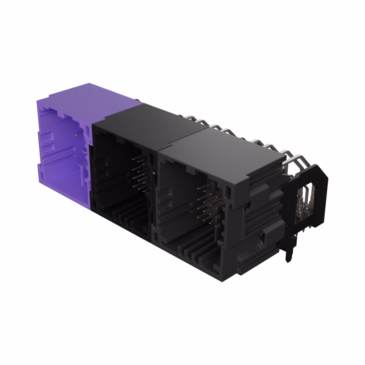stAK50h 3 Bay Right-Angle Hybrid Header, 76 Circuits, Bay 1: 12 Circuits/Key 3/Purple; Bay 2: 32 Circuits/Key 1/Black; Bay 3: 32 Circuits/Key 3/Dark Gray; Tube for sale
