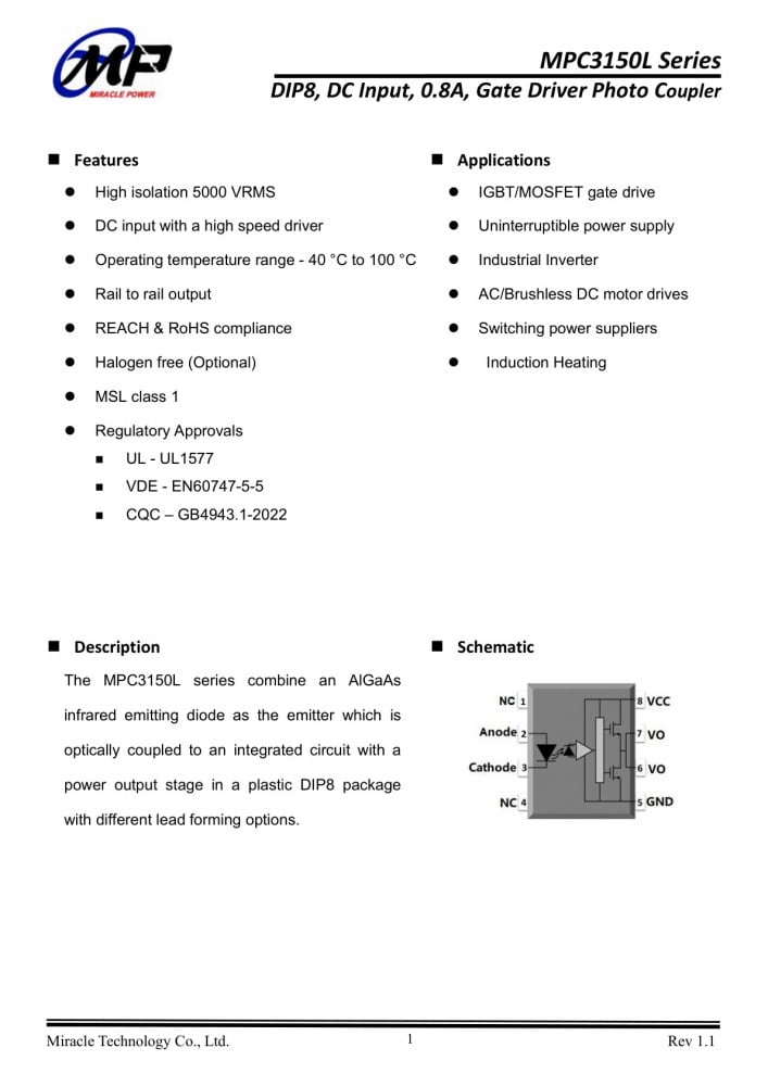 MPC3150L datasheet page 1