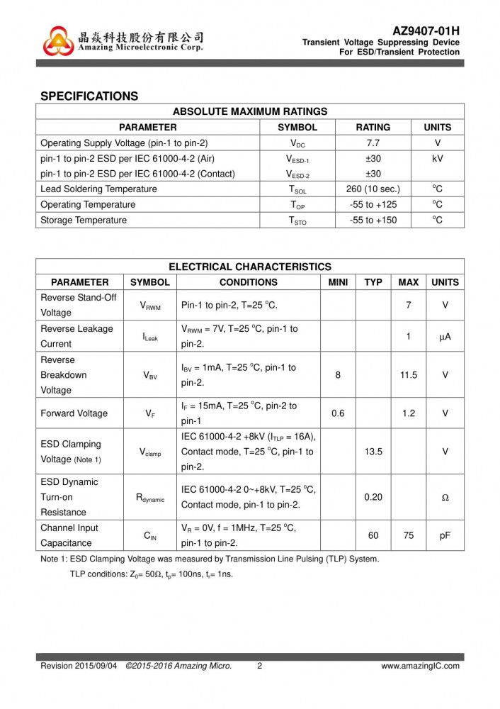 AZ9407-01H datasheet page 2