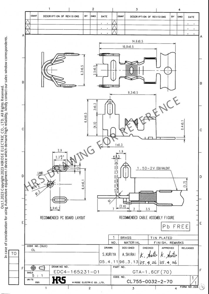 HRS GTA-1.6CF(70) technical document page