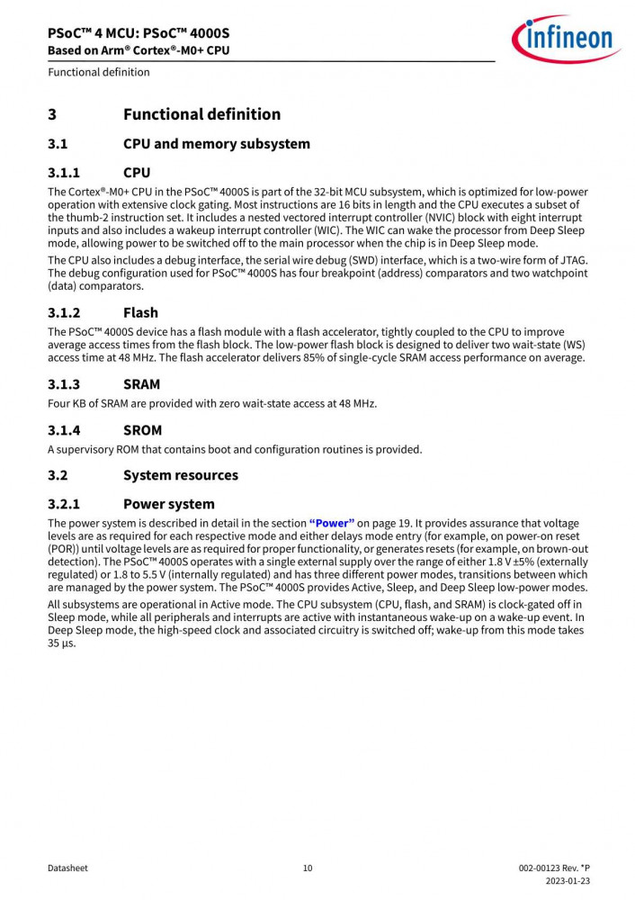 PSoC 4000S datasheet page 10