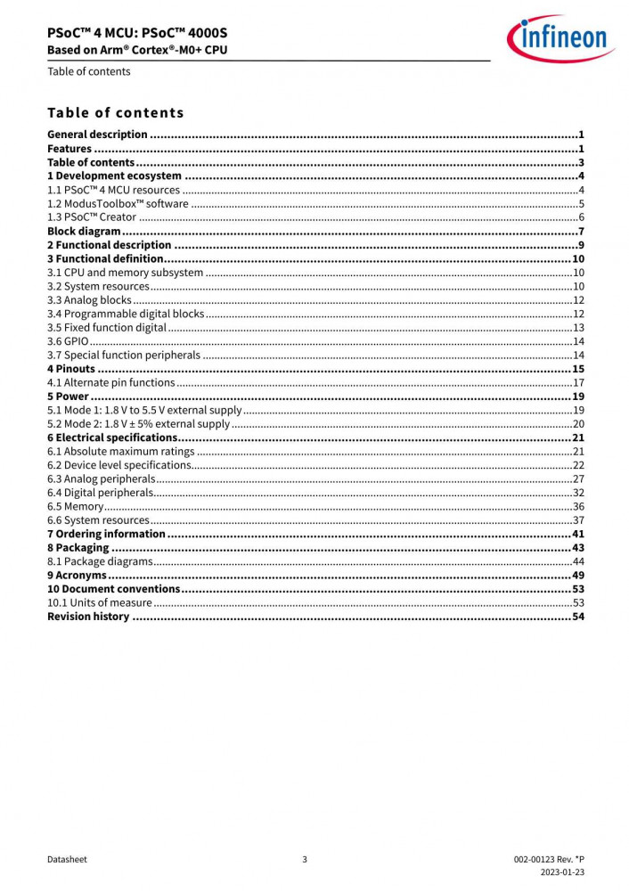 PSoC 4000S datasheet page 3