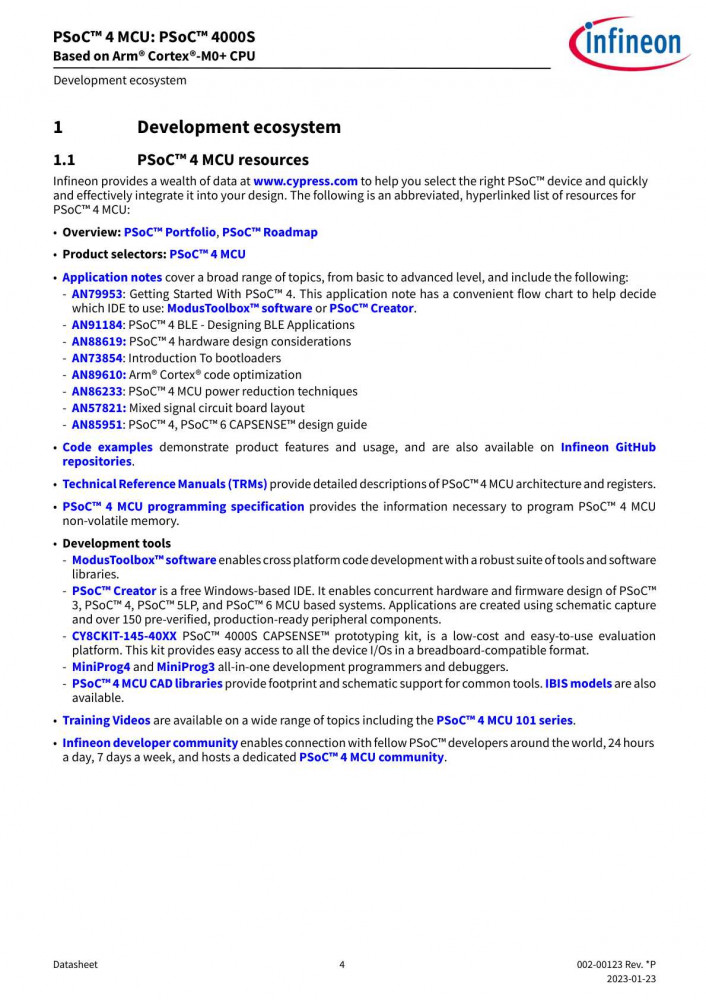 PSoC 4000S datasheet page 4
