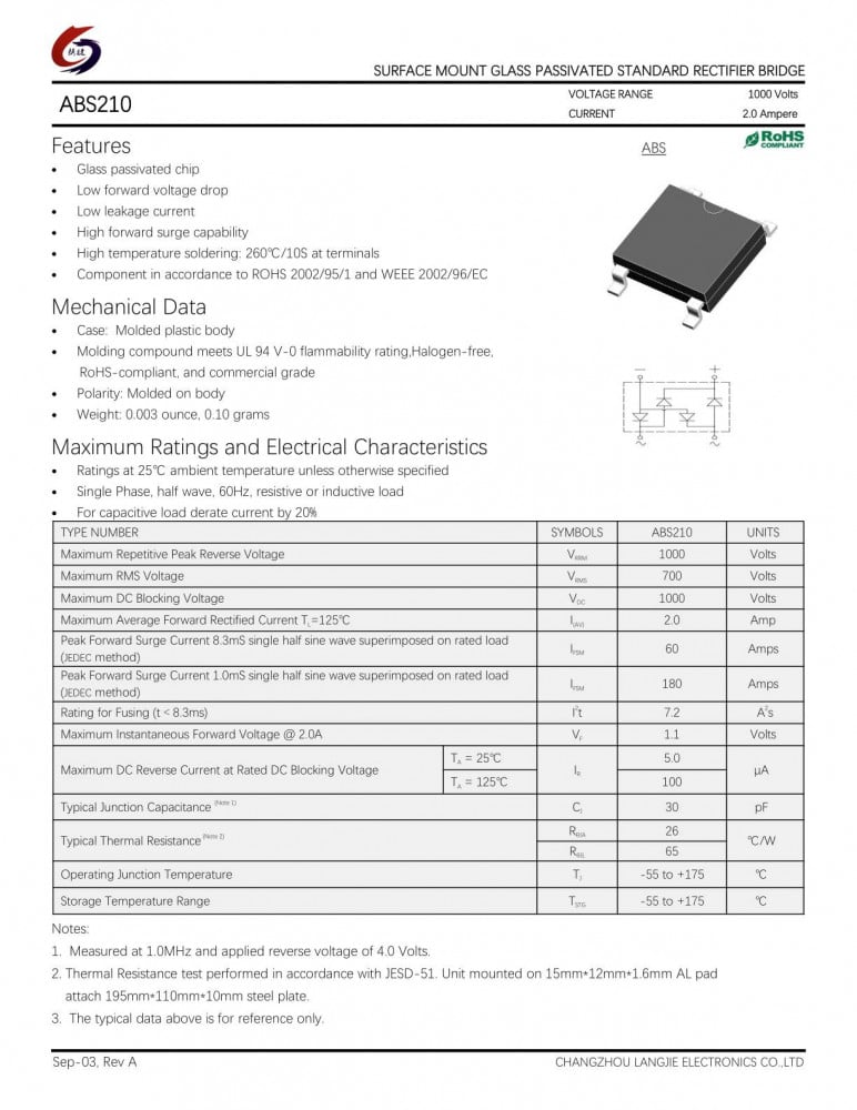 ABS210 datasheet page 1