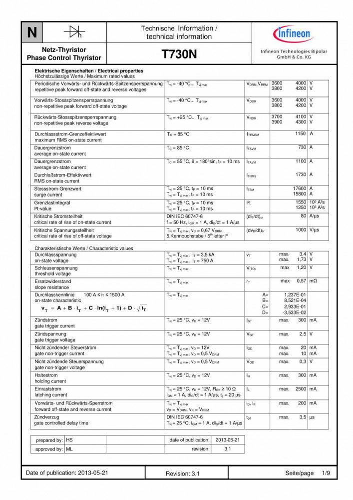 T730N technical information page 1