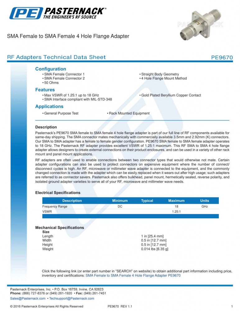 PE9670 technical document page 1