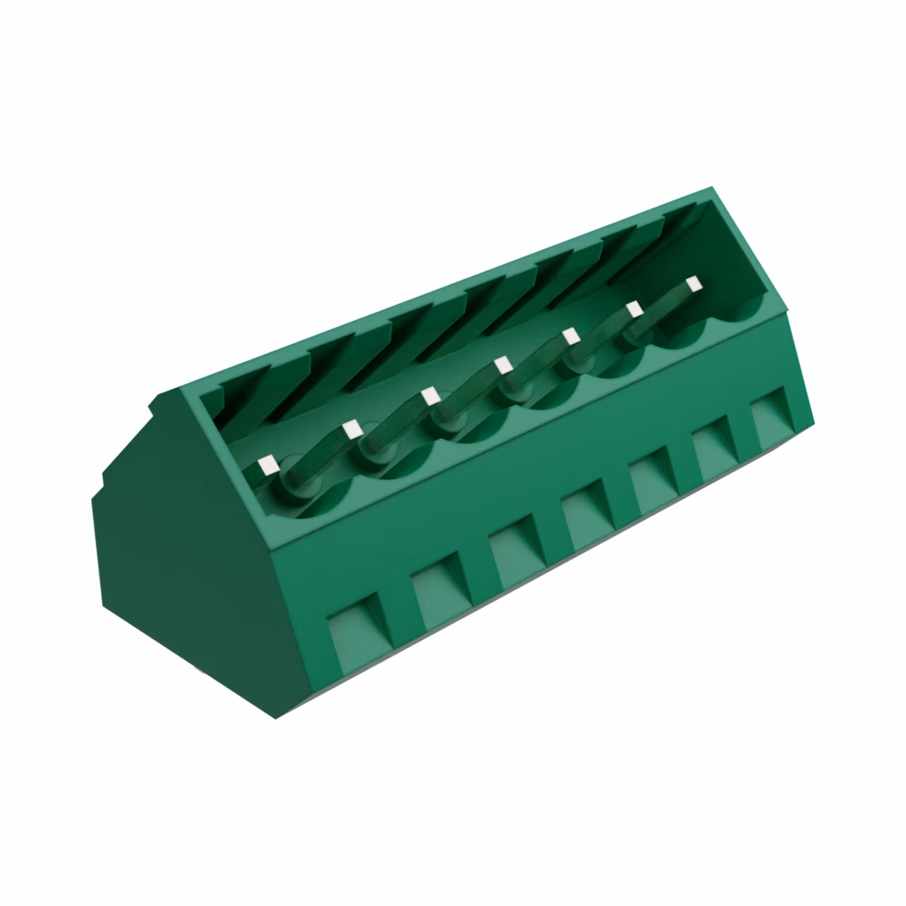 5.00mm Pitch Eurostyle 45° Angle PCB Header, Closed Ends, 7 Circuits, Green for sale