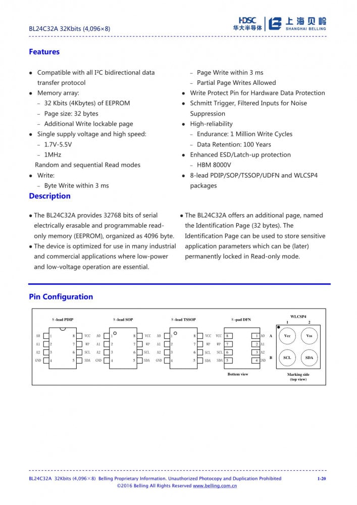 BL24C32A datasheet page 1