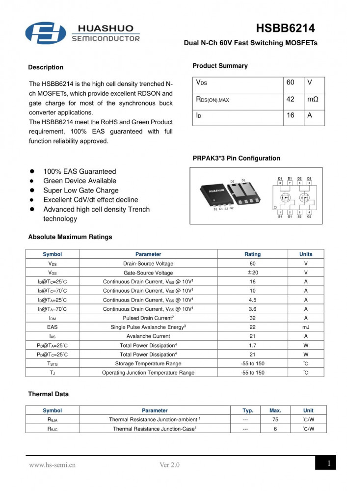 HSBB6214 datasheet page 1