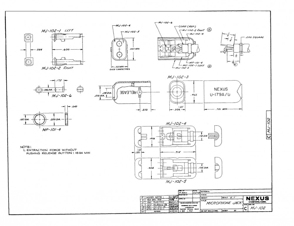 Amphenol MJ-102SP technical drawing