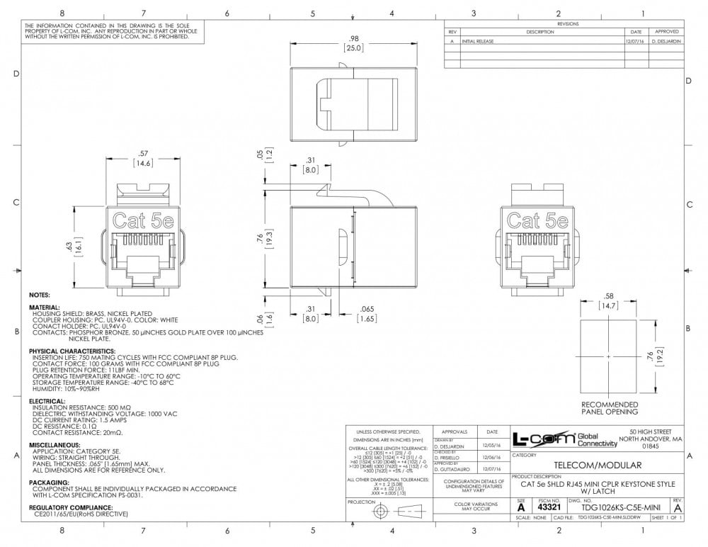 L-com TDG1026KS-C5E-MINI technical drawing page