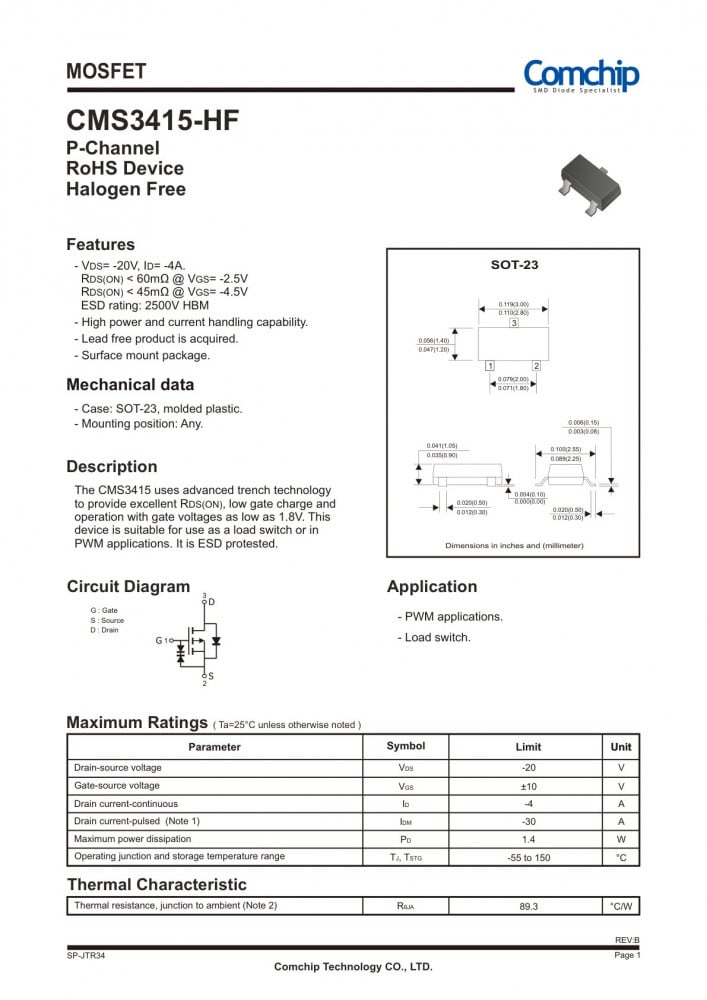 CMS3415-HF datasheet page 1