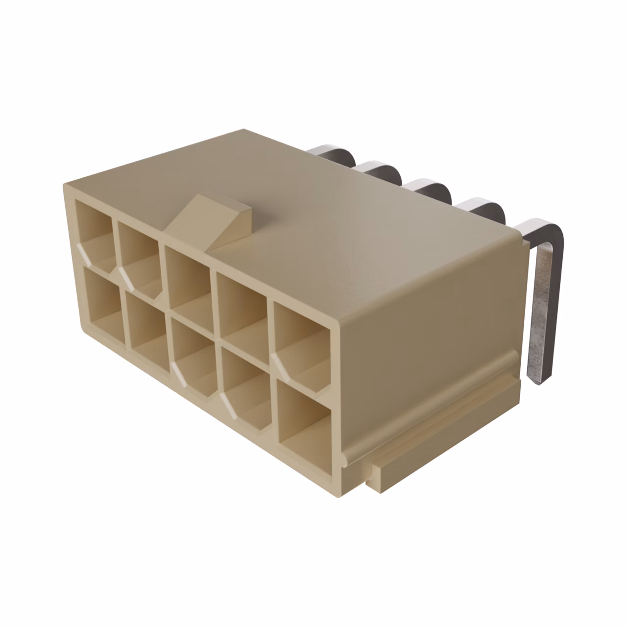 Mini-Fit Jr. Header, 4.20mm Pitch, Right Angle, without Flange, 10 Circuits, Matte Tin (Sn) Plating, Beige, Tape and Reel for sale
