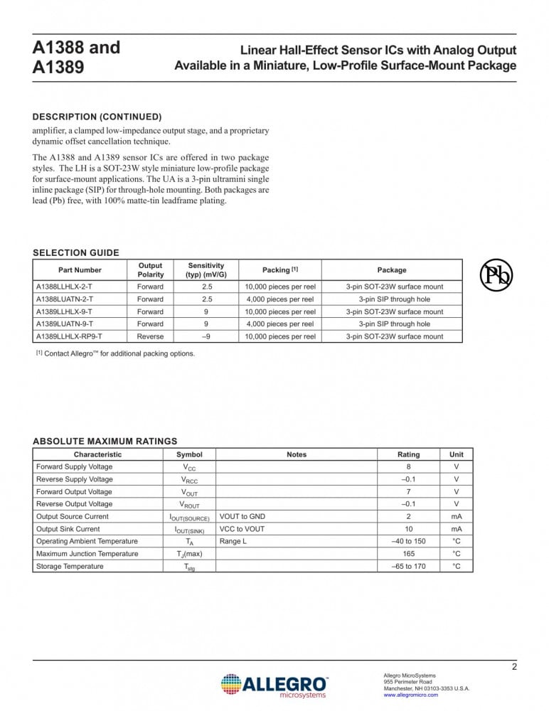 A1389LLHLX-9-T datasheet page 2