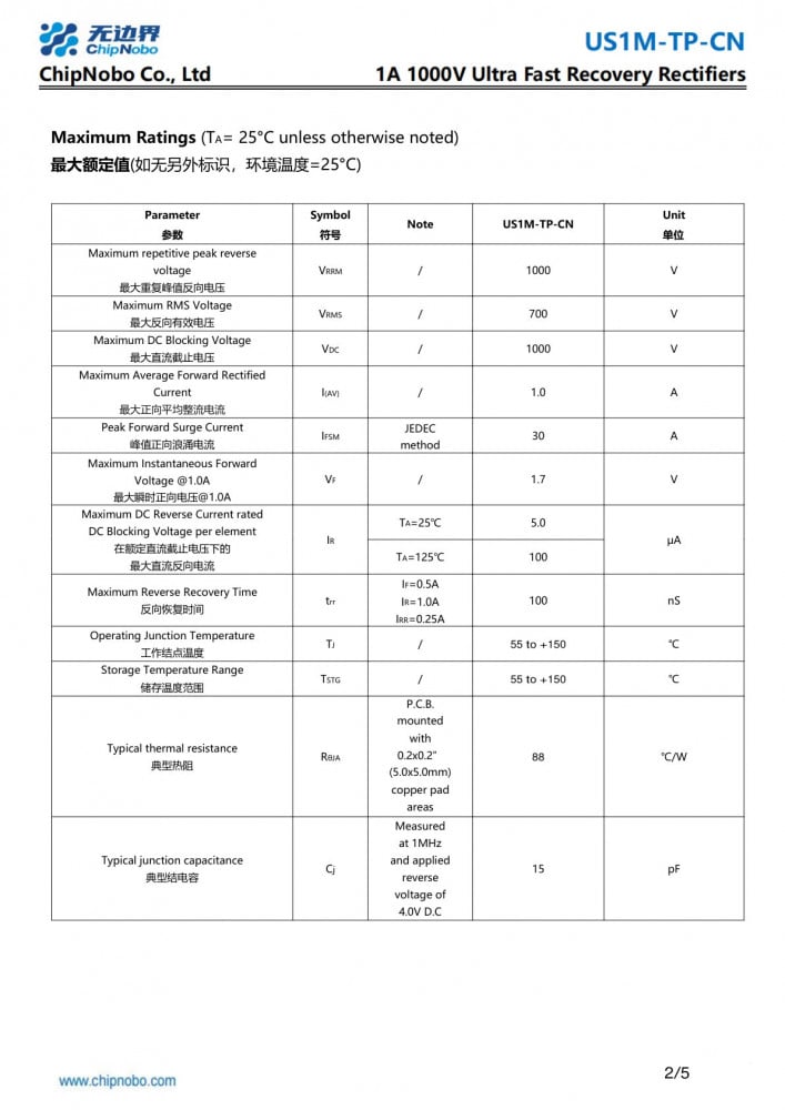 US1M-TP-CN datasheet page 2