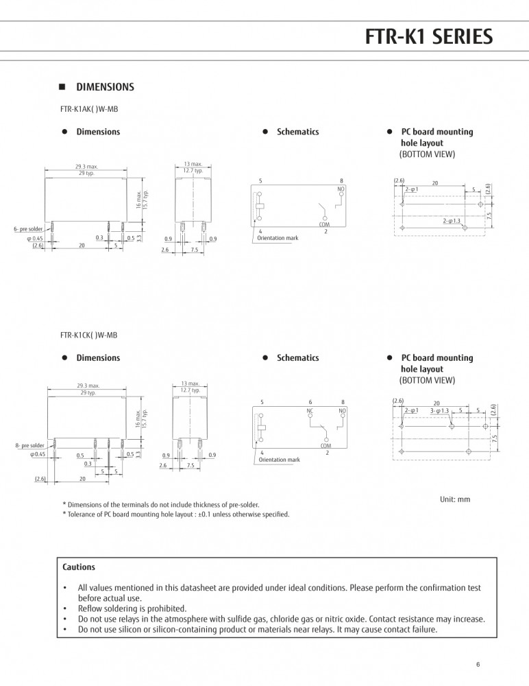 FTR-K1 datasheet page 6