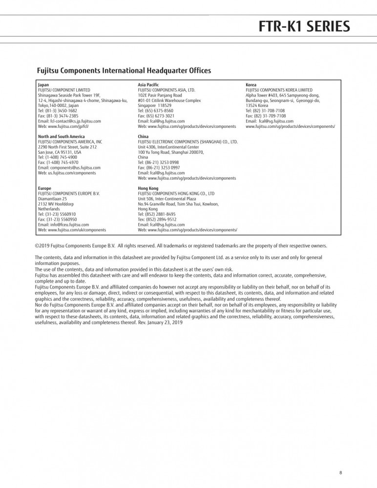FTR-K1 datasheet page 8
