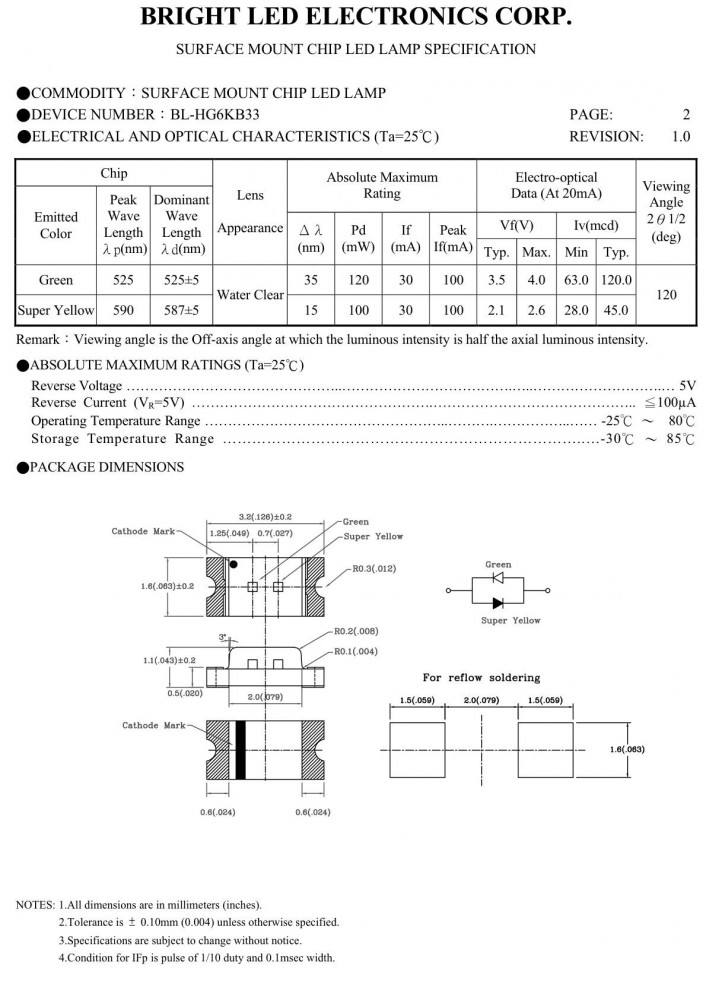 BL-HG6KB33-TRB technical document, page 1