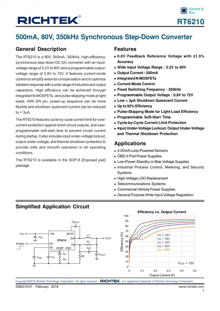RT6210 datasheet page 1
