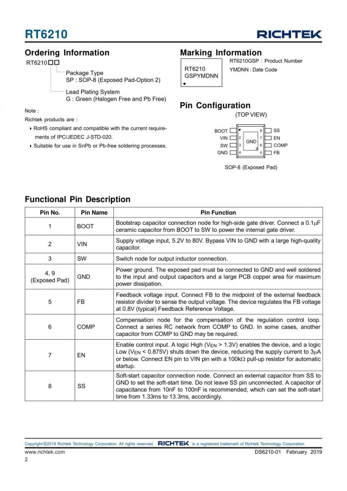 RT6210 datasheet page 2