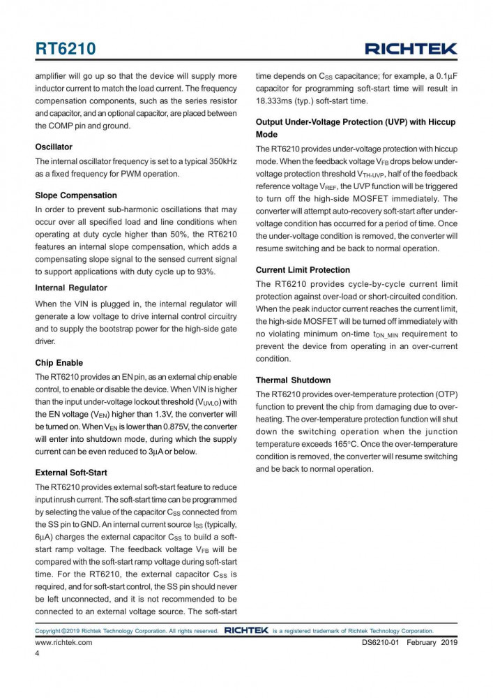 RT6210 datasheet page 4