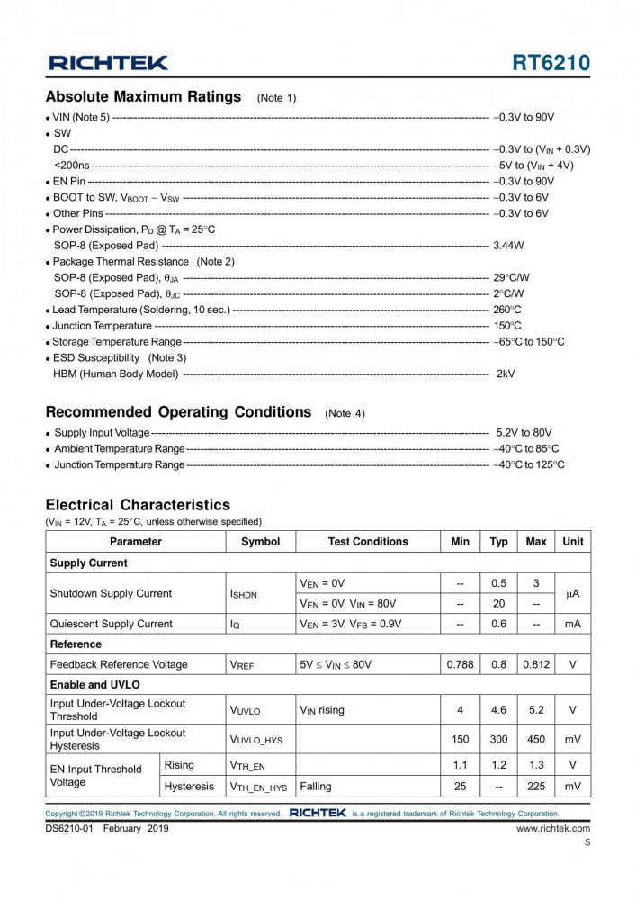 RT6210 datasheet page 5