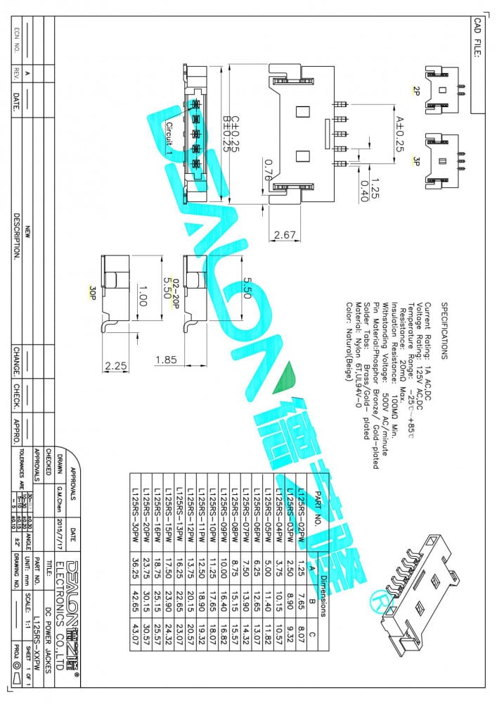 DEALON L125RS series technical document preview