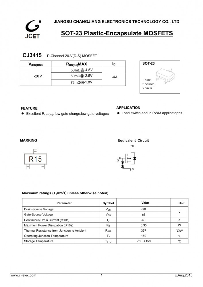 CJ3415 R15 datasheet page 1