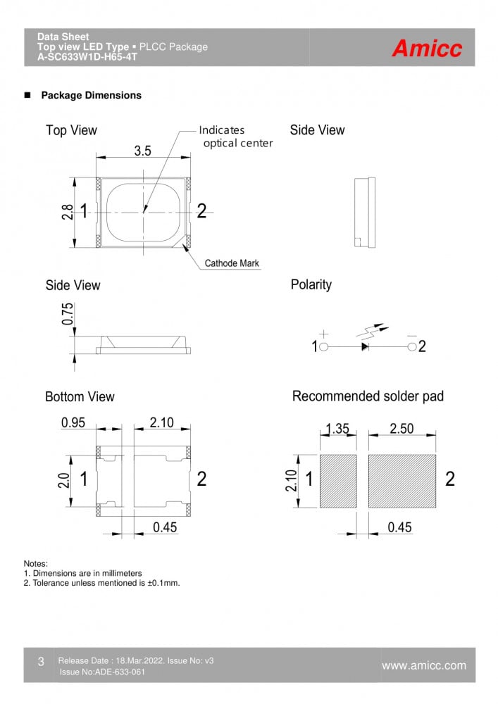 A-SC633W1D-H65-4T datasheet page 3