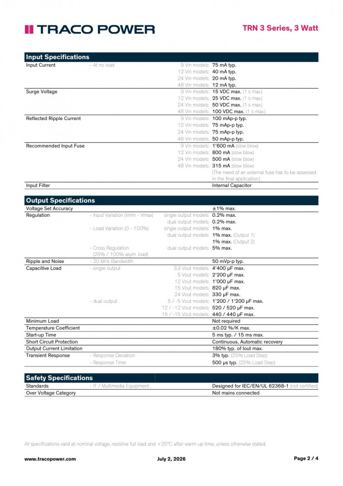 TRN 3 series technical document page 2