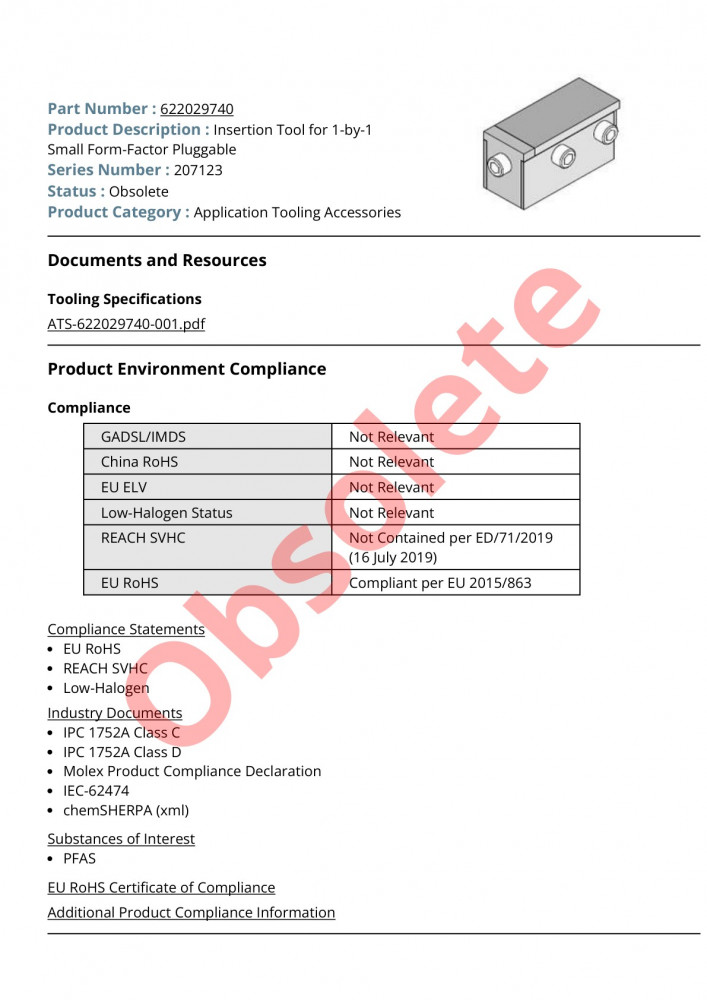 Tooling specification document image, page 1