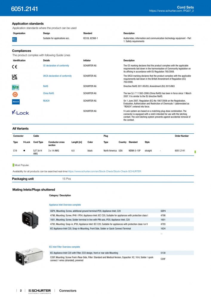SCHURTER 6051.2141 technical document page 2