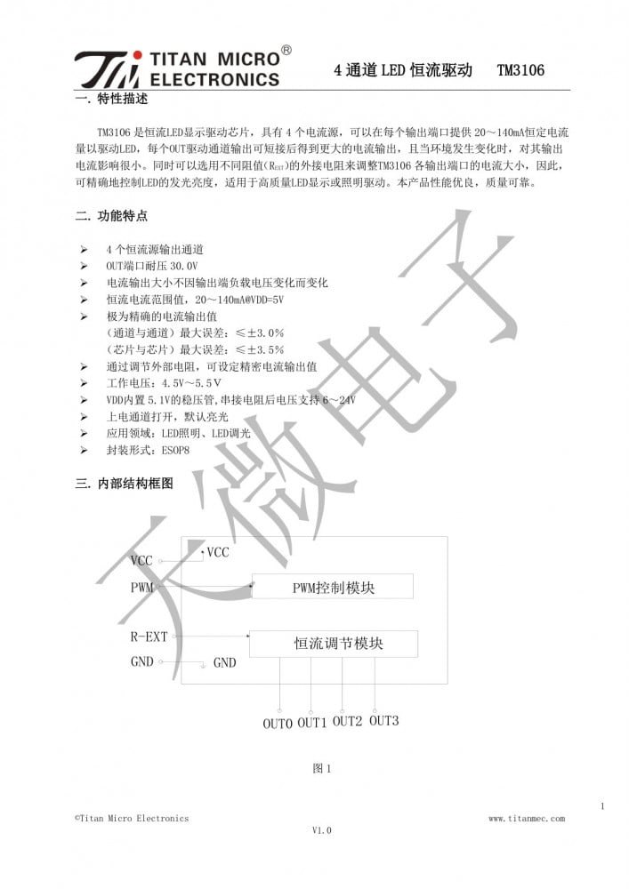 TM3106 datasheet page 1