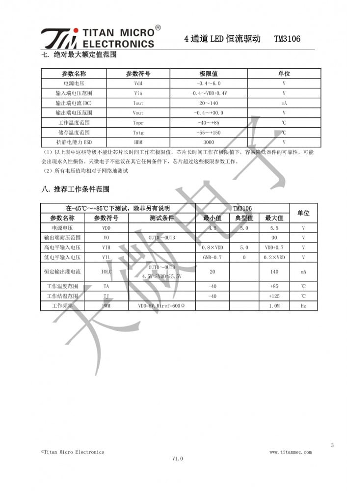 TM3106 datasheet page 3