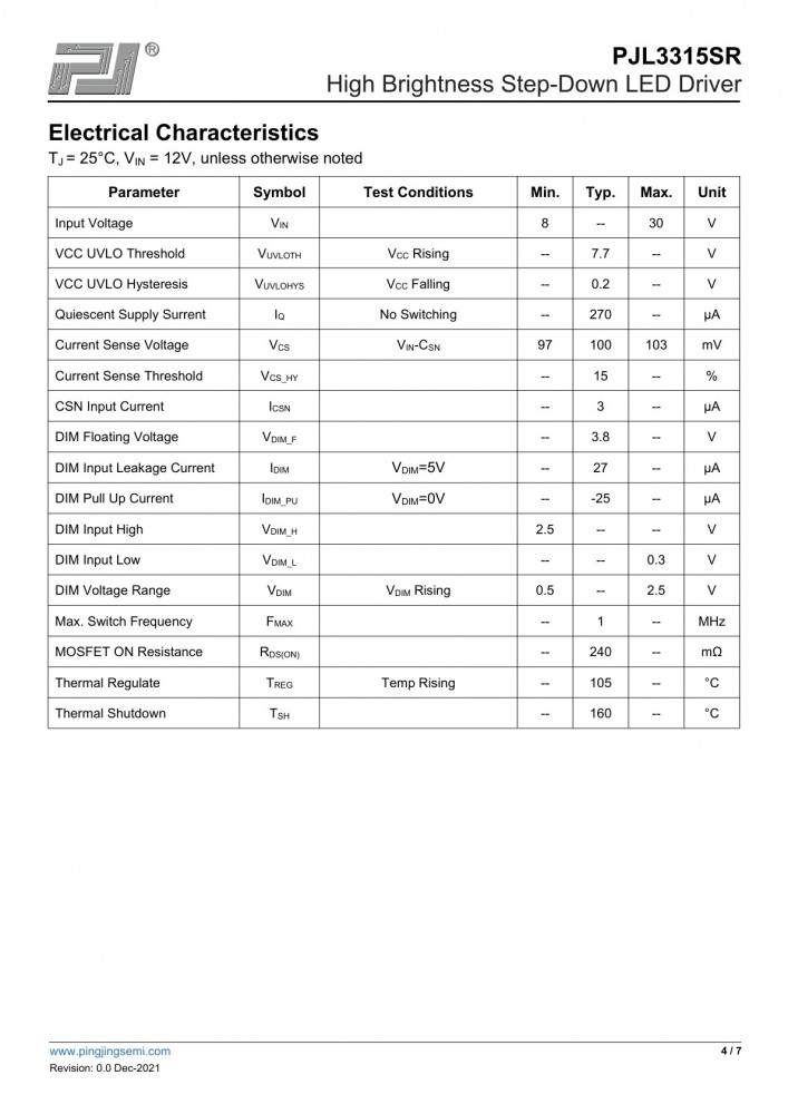 PJL3315SR datasheet page 4