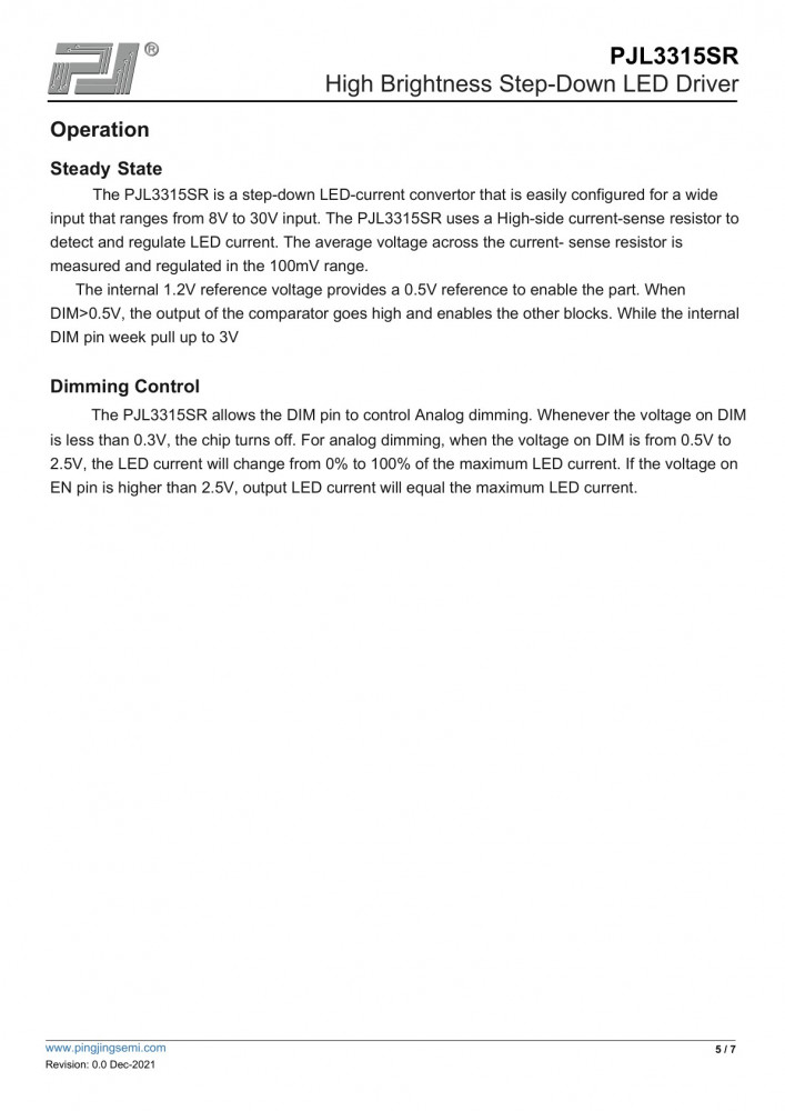 PJL3315SR datasheet page 5