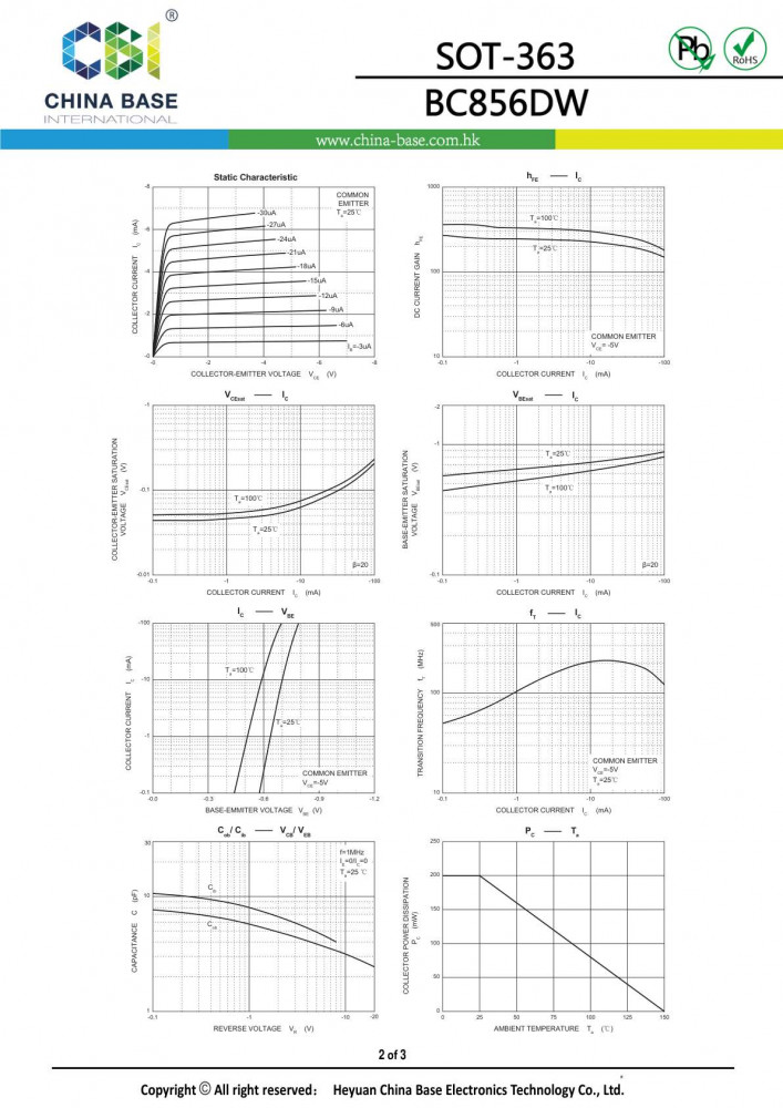 BC856DW technical document page 2