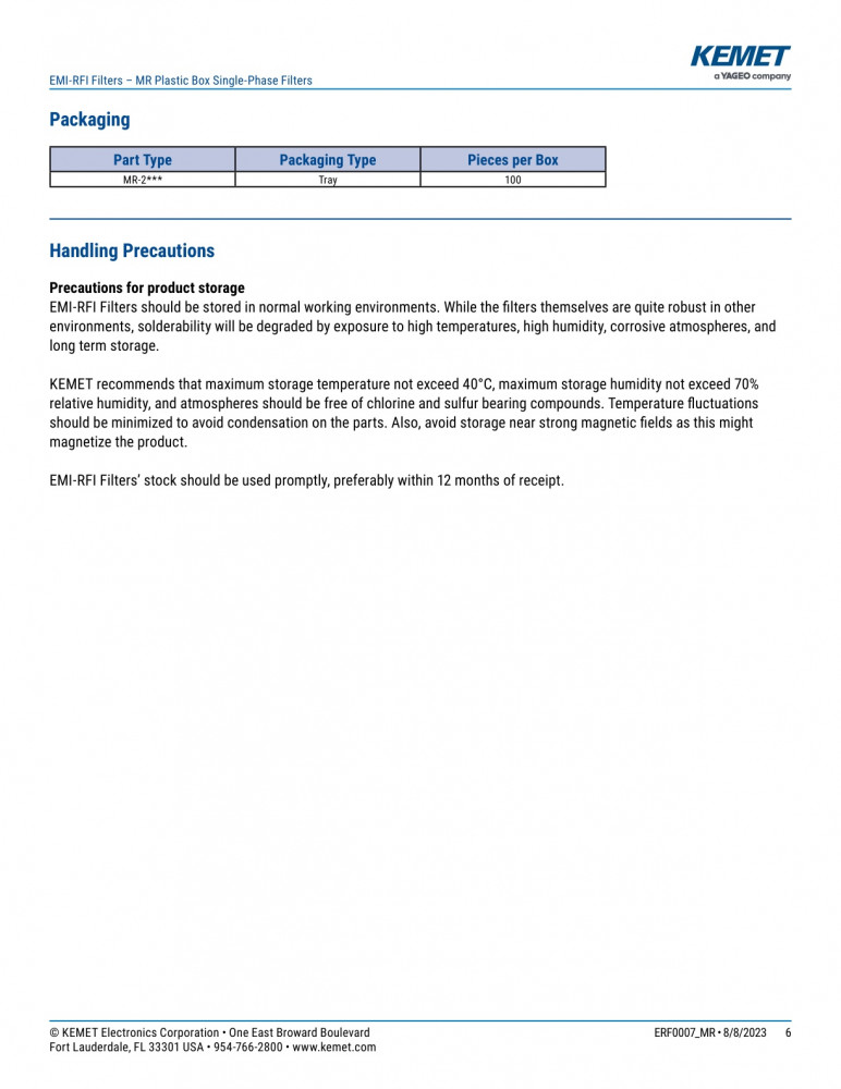 KEMET MR series datasheet page 6