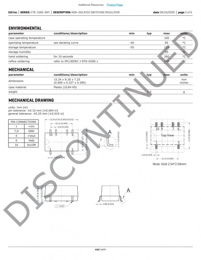 CUI V7803-1000-SMT-TR datasheet page 3
