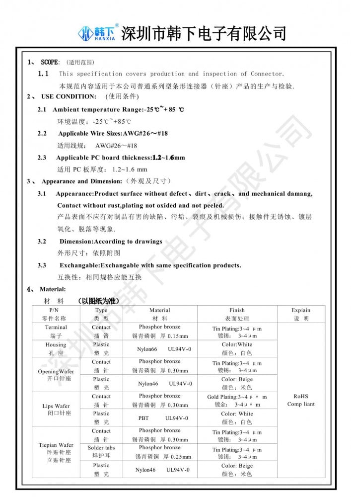 HX VH3.96-5P specification page 3
