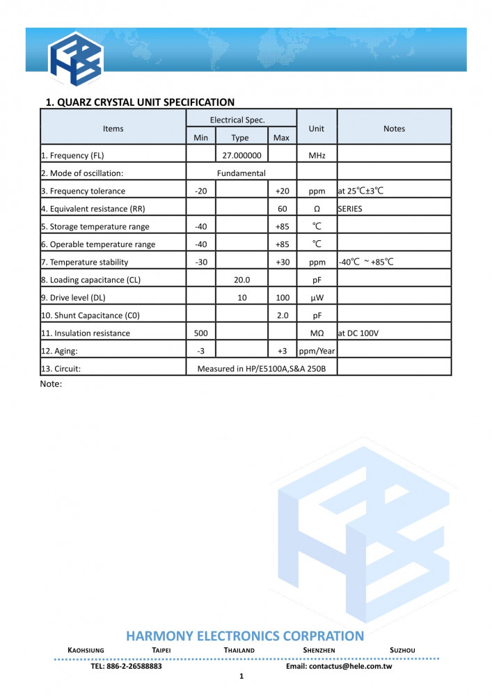 HELE X3S027000DK1H-V datasheet page 4