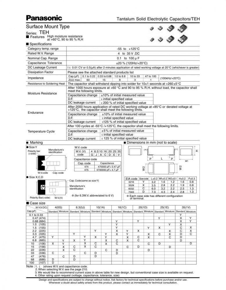TEH series specification page 1