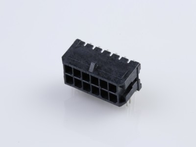 Micro-Fit 3.0 Right-Angle Header, 3.00mm Pitch, Dual Row, 12 Circuits, with PCB Press-fit Metal Retention Clip, 0.76µm Gold Plating, Glow-Wire Capable, Black for sale