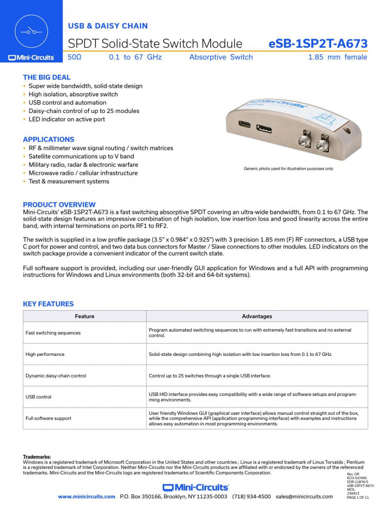 ESB-1SP2T-A673 datasheet page 1