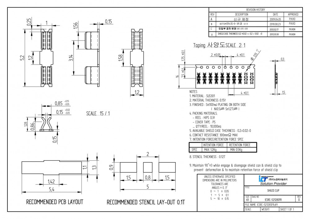 ICSRC52128SFR technical drawing and layout sheet