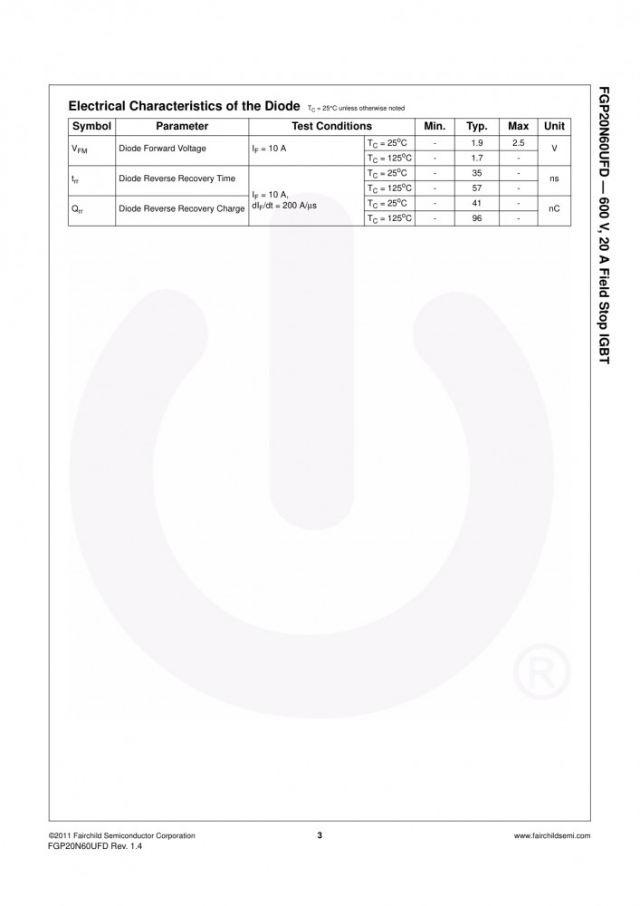 FGP20N60UFDTU datasheet page 4