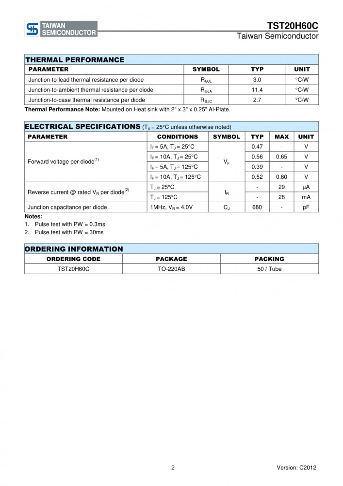 TST20H60C datasheet page 2